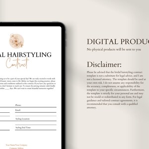 Editable Bridal Hair Contract Template, Bridal Hair Contract for ...