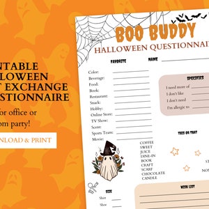 Halloween Boo Buddy Gift Exchange Questionnaire, Printable Youve Been ...
