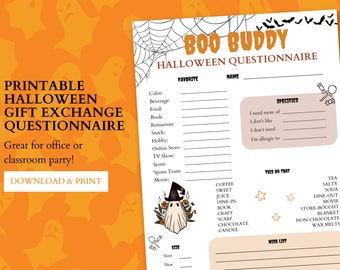 Boo Basket Questionnaire, Boo Buddy Halloween Gift Exchange, Printable ...