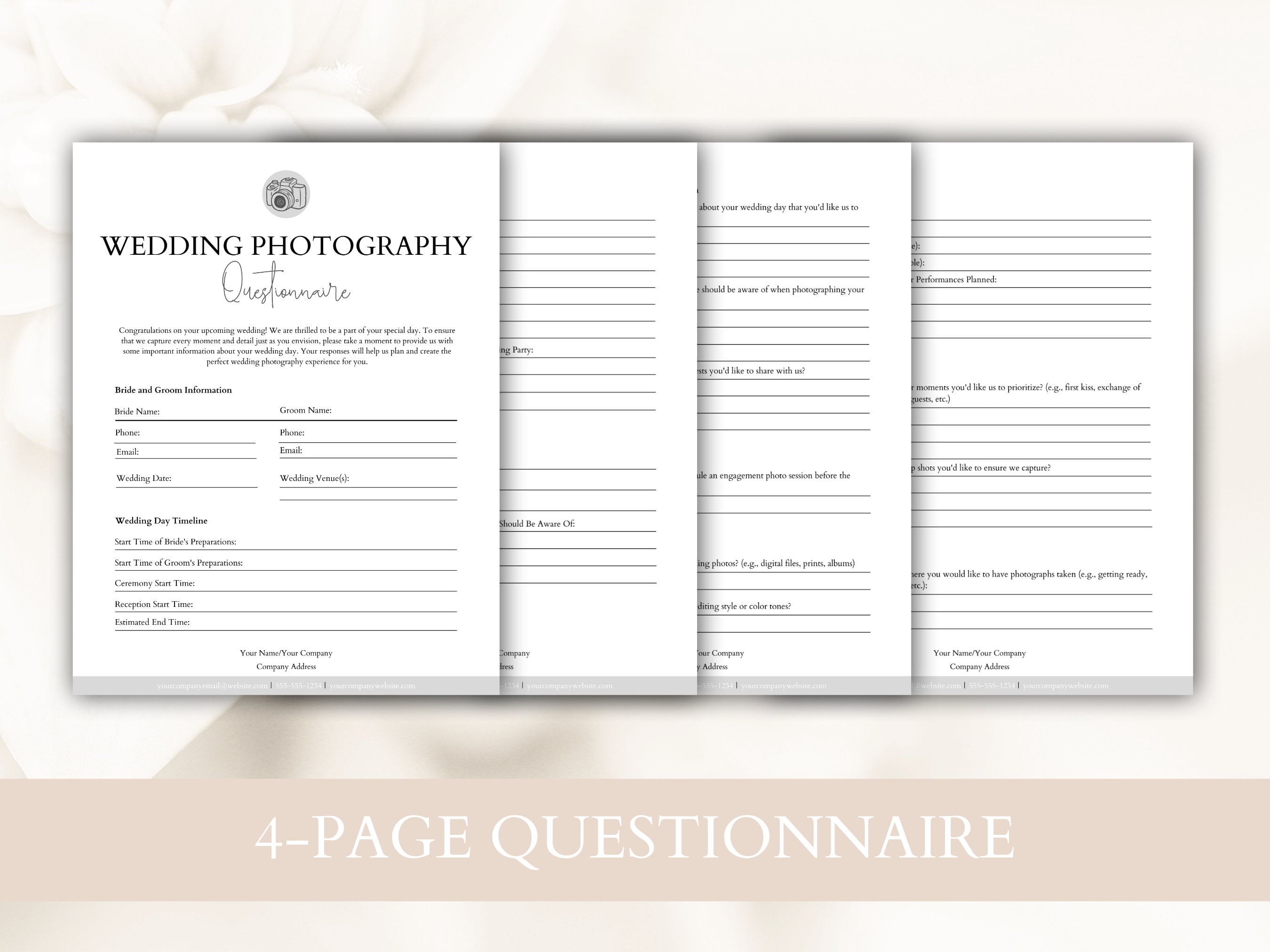 Wedding Photography Questionnaire for Wedding Photography Contract ...