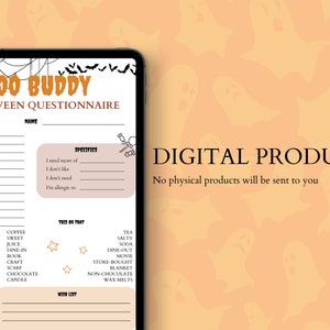 Halloween Boo Buddy Gift Exchange Questionnaire, Printable Youve Been ...