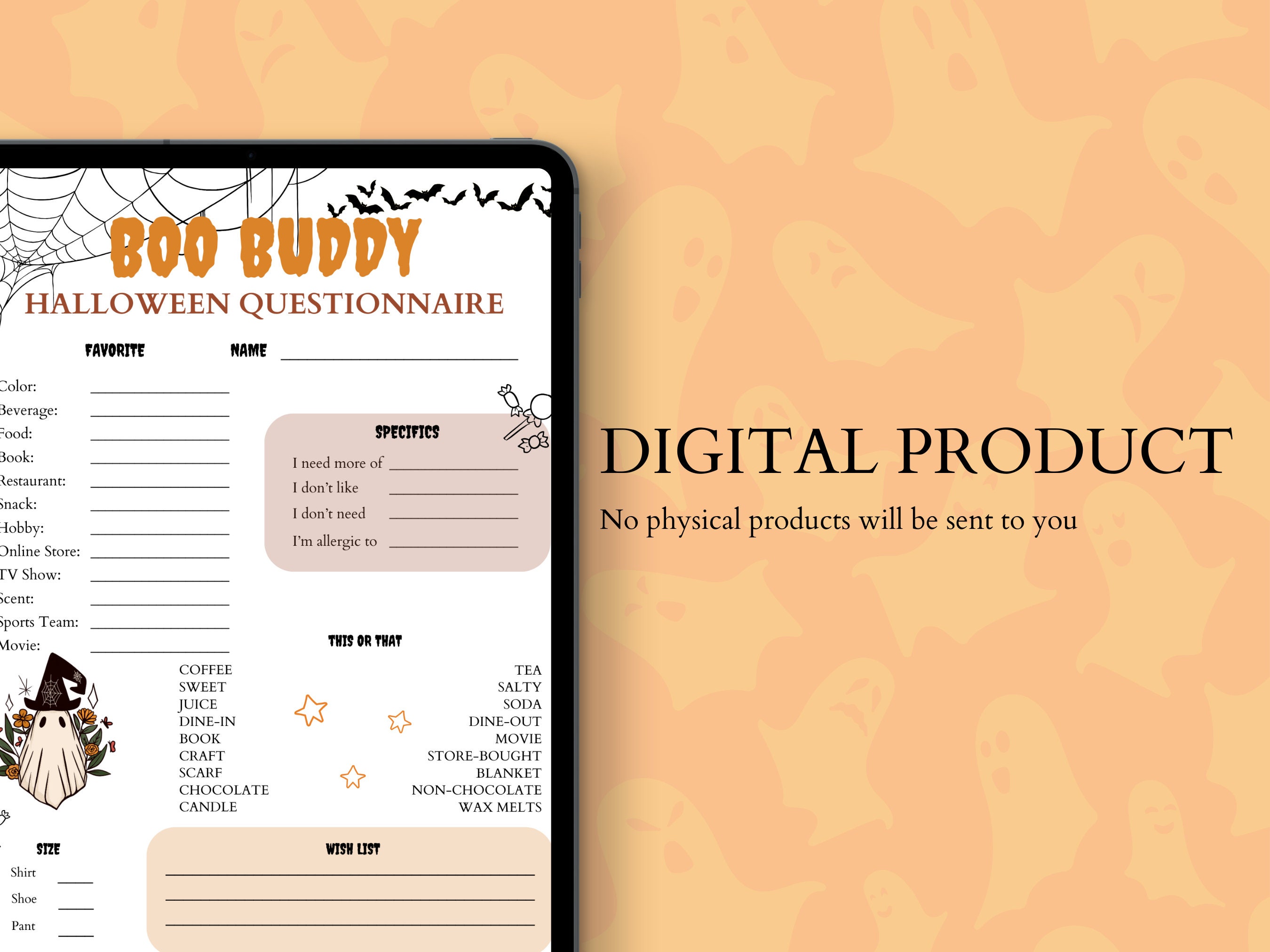 Halloween Boo Buddy Gift Exchange Questionnaire, Printable Youve Been ...