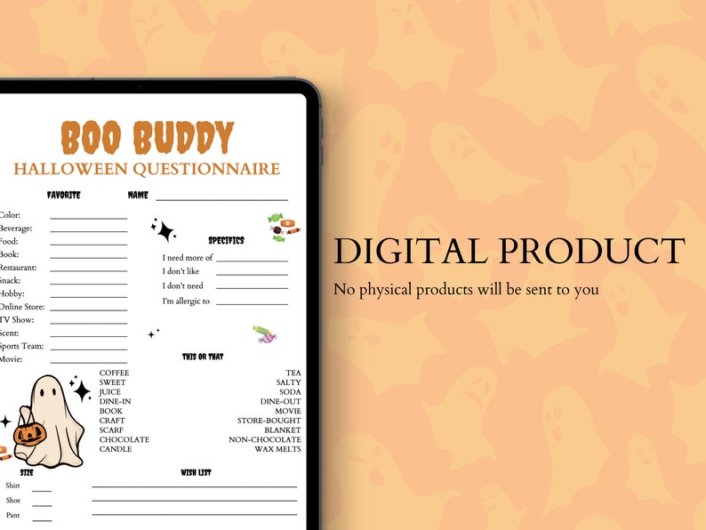 Boo Basket Questionnaire, Boo Buddy Halloween Gift Exchange, Printable ...