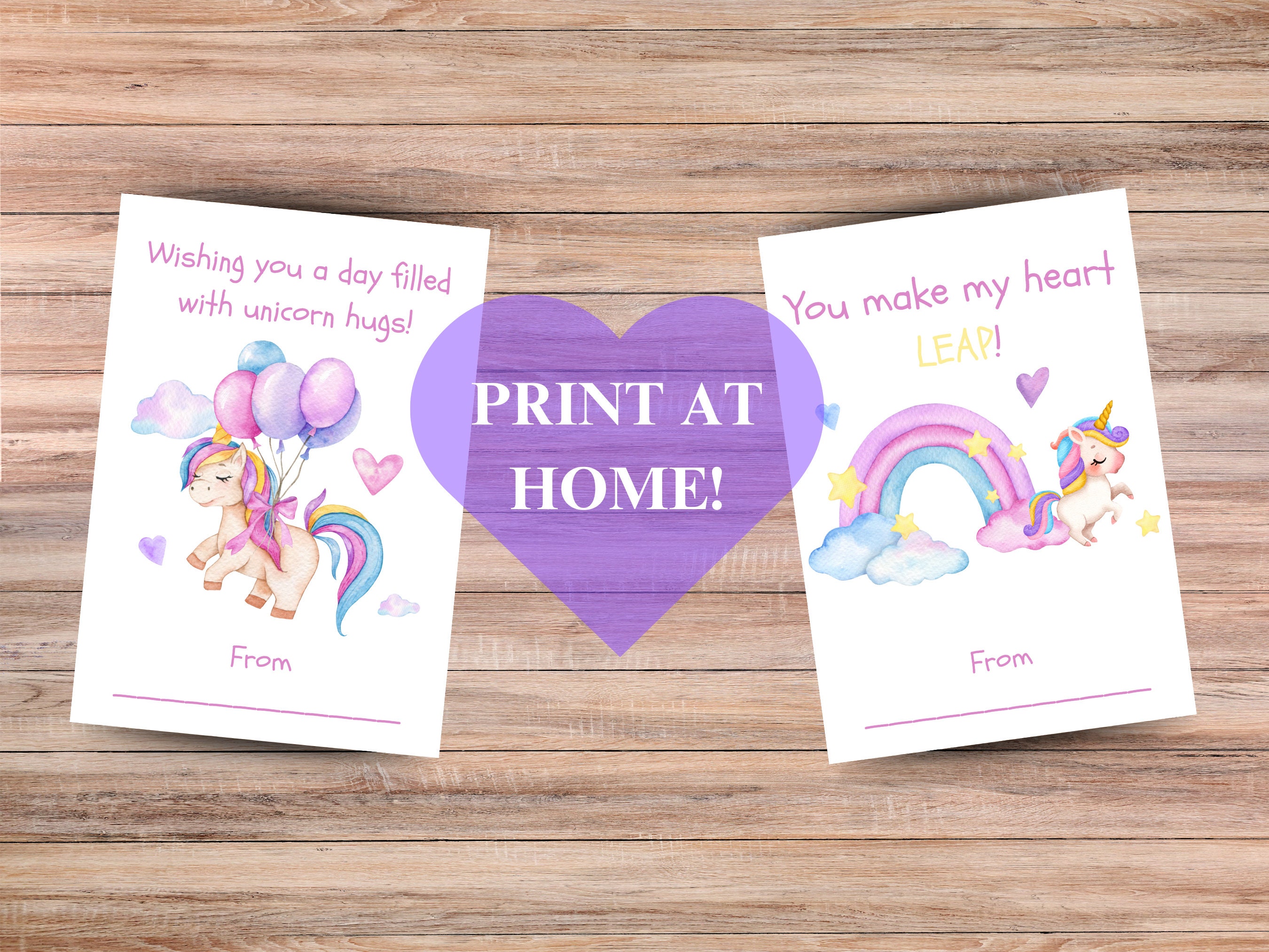 Printable Unicorn Valentine Cards, Classroom Valentine's Day Cards for ...