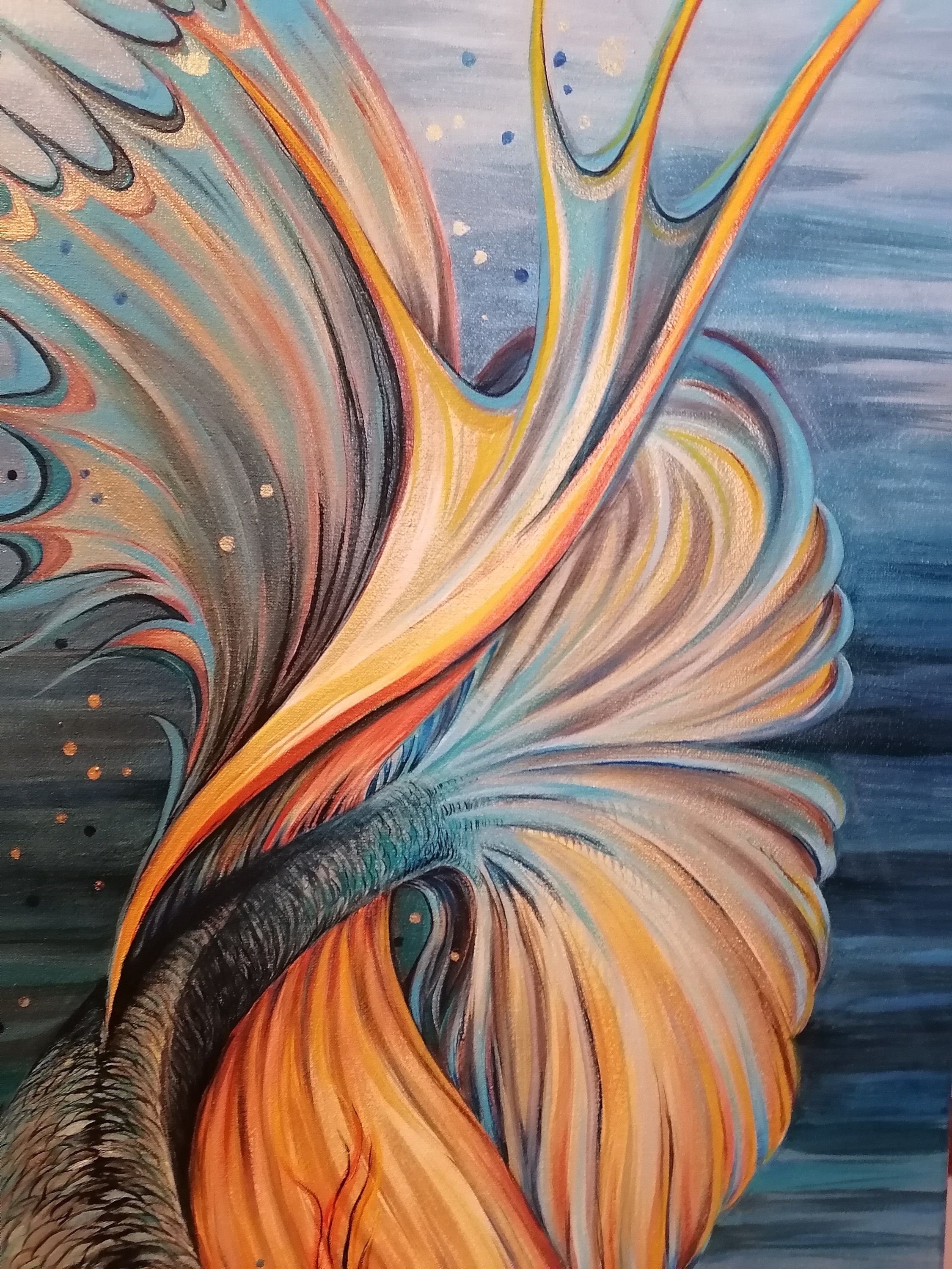 Painting golden Fish 50 90 Cm. Acrylic Varnish on Canvas. Pop Art ...