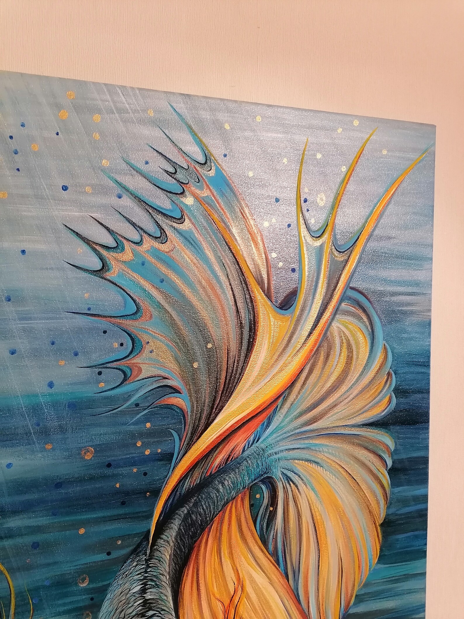 Painting golden Fish 50 90 Cm. Acrylic Varnish on Canvas. Pop Art ...