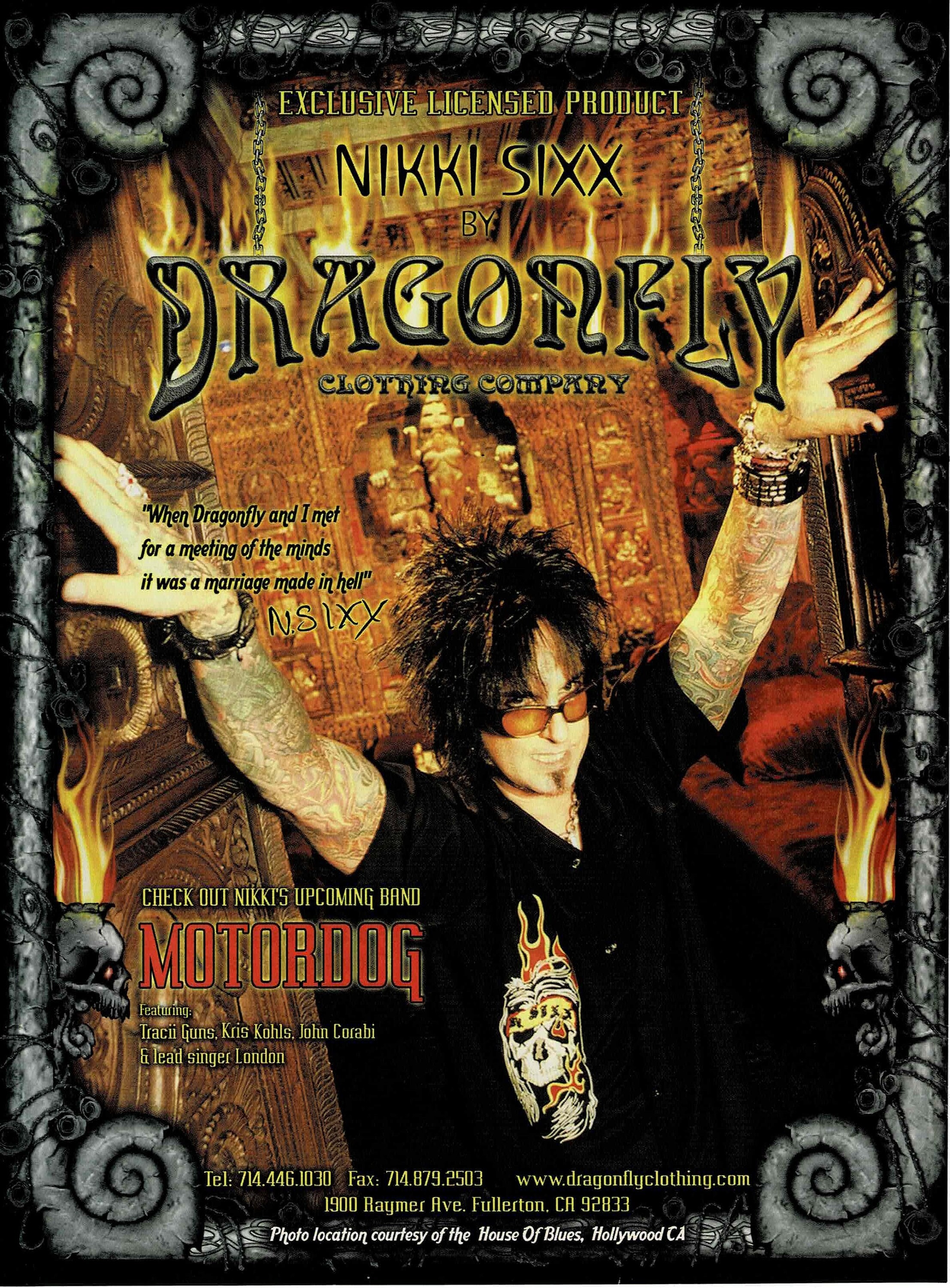 Nikki Sixx of Motley Crue 2002 DRAGONFLY CLOTHING Music Print Ad - Etsy
