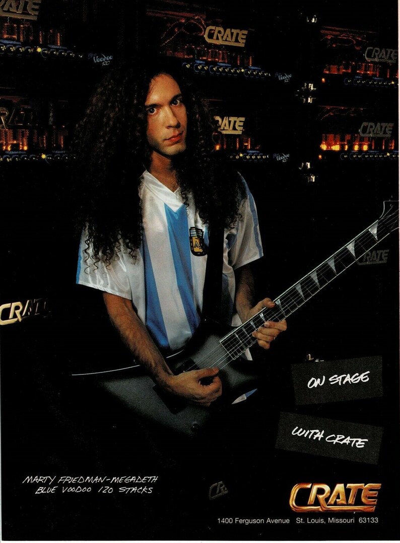 Marty Friedman of MEGADETH Crate Amps 1997 Print Ad - Etsy