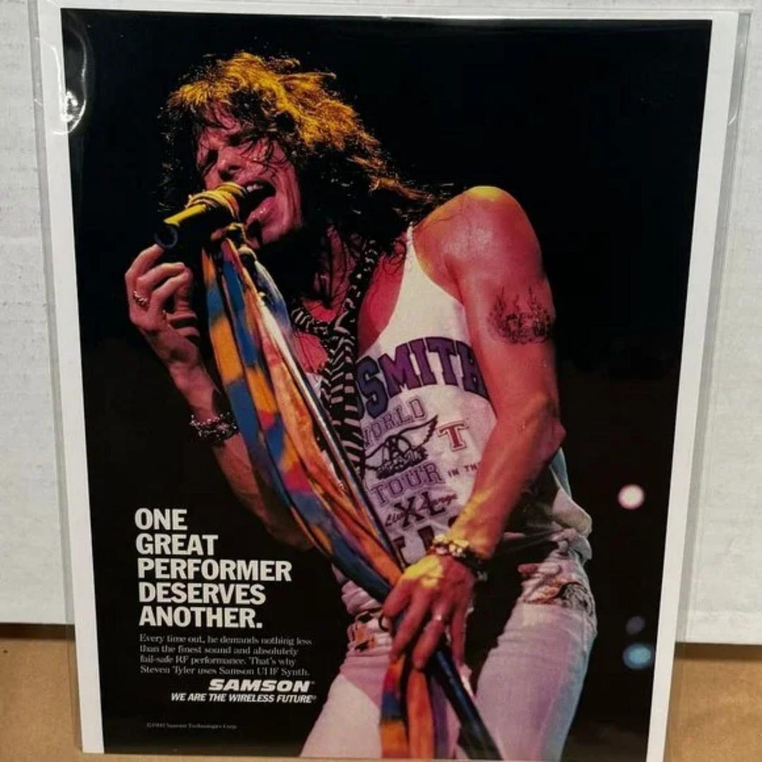 Steven Tyler of Aerosmith - Samson Mics - 1993 Print Advertisement - Etsy