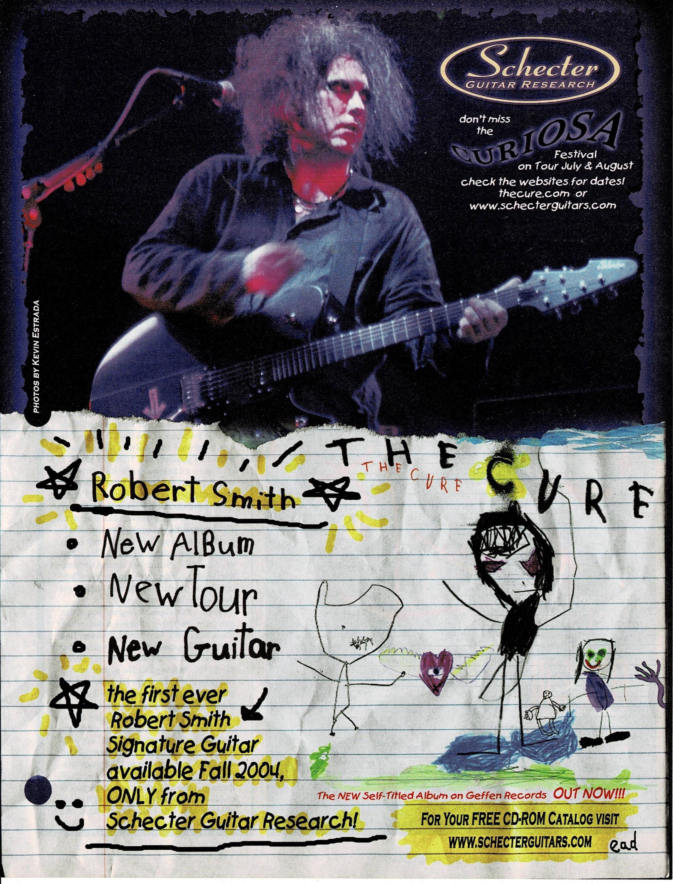 Robert Smith de The Cure Schecter Guitar Research 2 Anuncio impreso ...