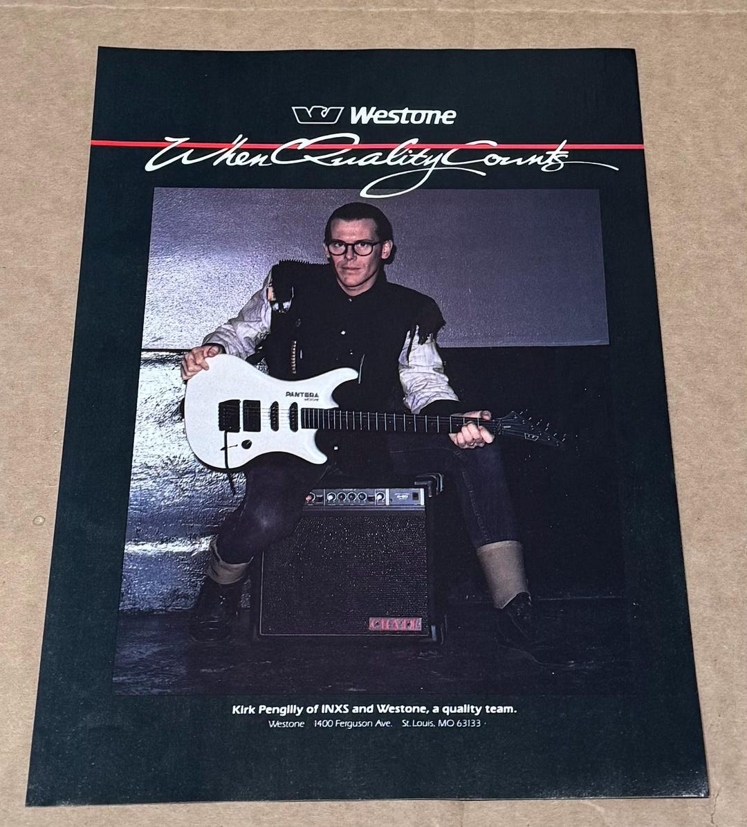 Kirk Pengilly of INXS - Westone Guitars - 1987 Print Advertisement - Etsy