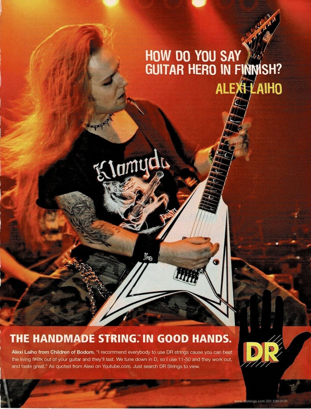 Alexi Laiho of Children of Bodom - DR Strings - Print Ad - Etsy