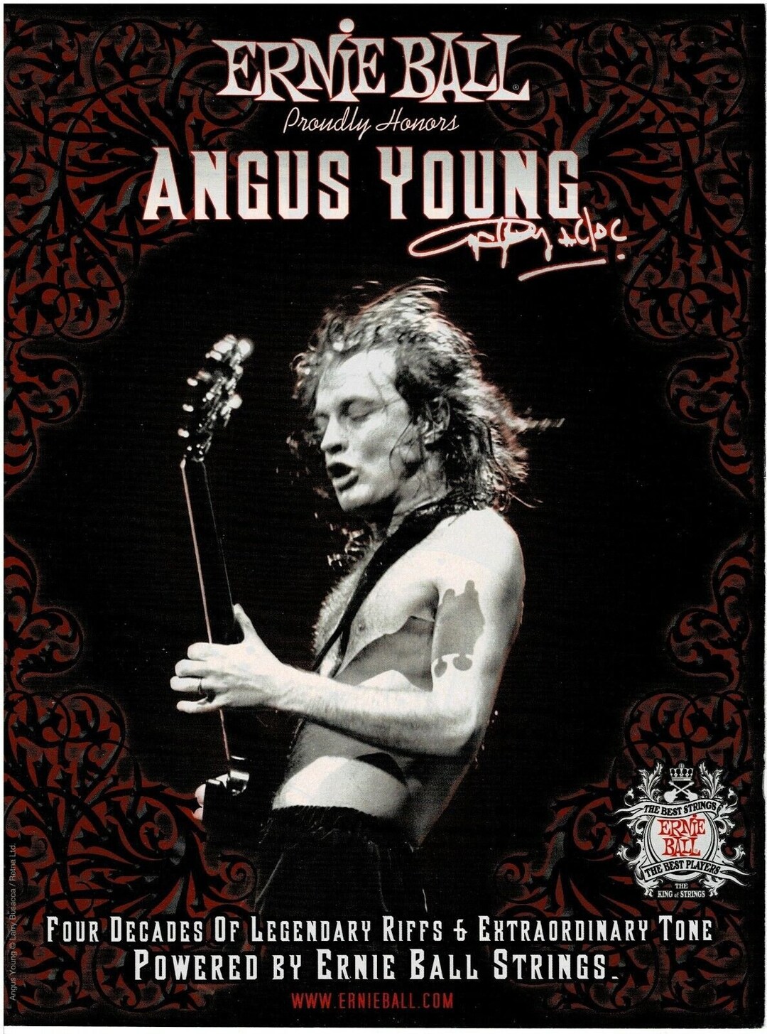 Angus Young of AC/DC - Ernie Ball - Print Advertisement - Etsy