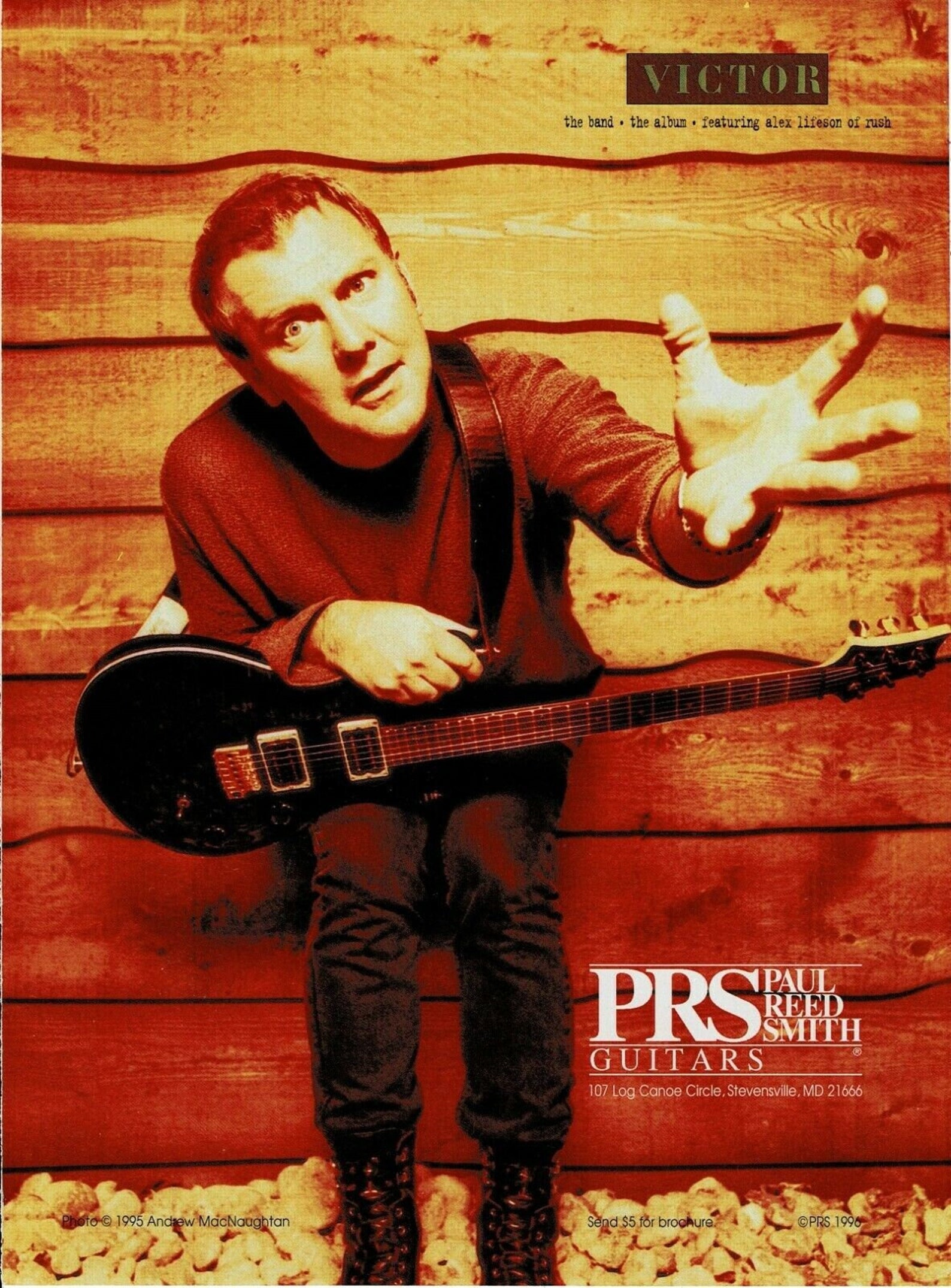 Alex Lifeson of RUSH - PRS Guitars - 1995 Print Advertisement - Etsy