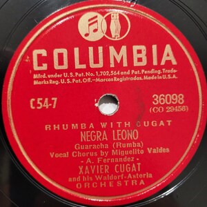 10" 78 RPM VINTAGE RECORD - Rhumba With Cugat - Negra Leono / La ...