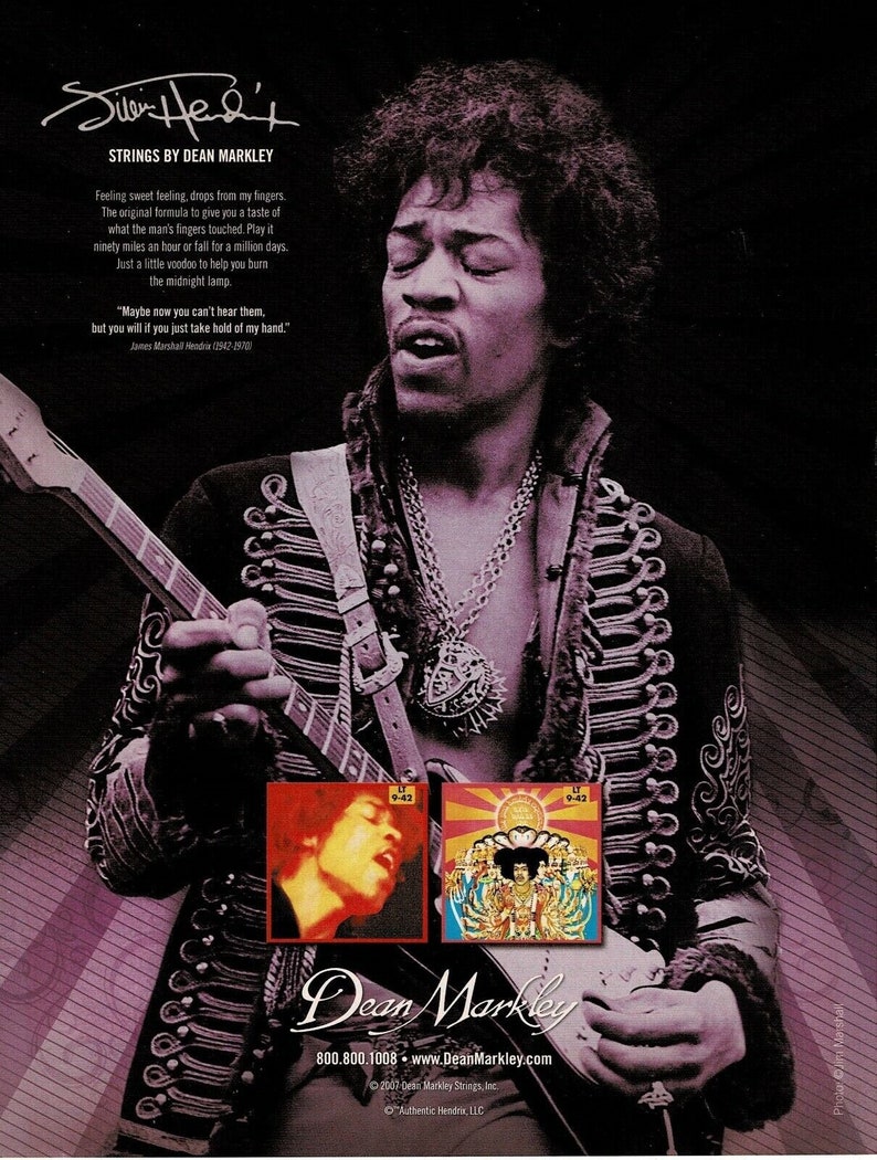 Jimi Hendrix - Dean Markley Strings - Print Advertisement - Etsy