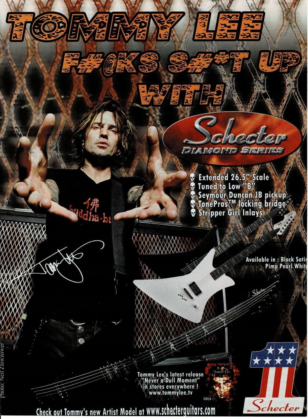 Tommy Lee of Motley Crue - Schecter Guitar Research - 2002 Print ...