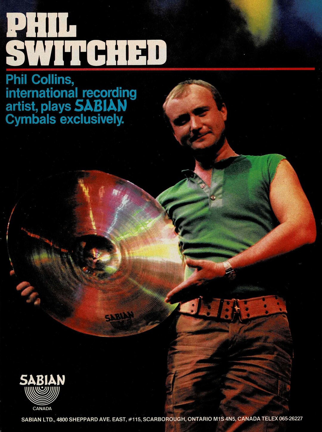 Phil Collins of Genesis Sabian Cymbals 1984 Print - Etsy