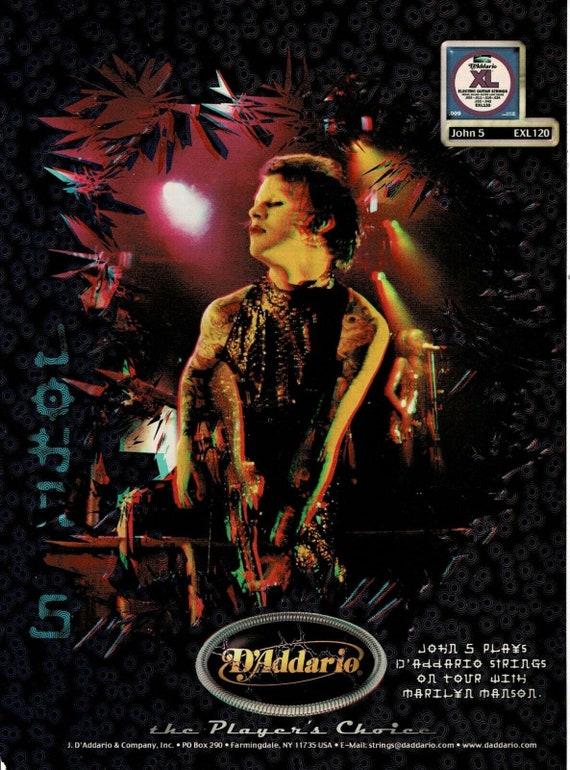 JOHN 5 of MARILYN MANSON D'addario 1999 Print Ad - Etsy