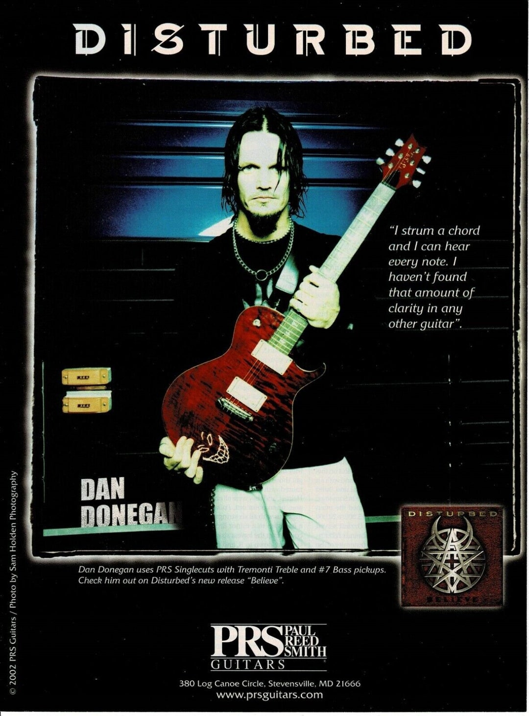 Dan Donegan of Disturbed - PRS Guitars - 2002 Print Advertisement - Etsy