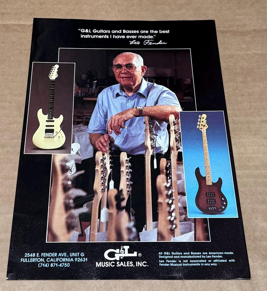 LEO FENDER - G&L Guitars - 1987 Print Advertisement - Etsy