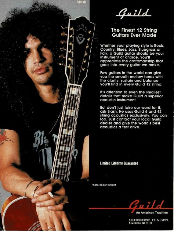 SLASH of Guns N' Roses GUILD GUITARS 1991 Print | Etsy