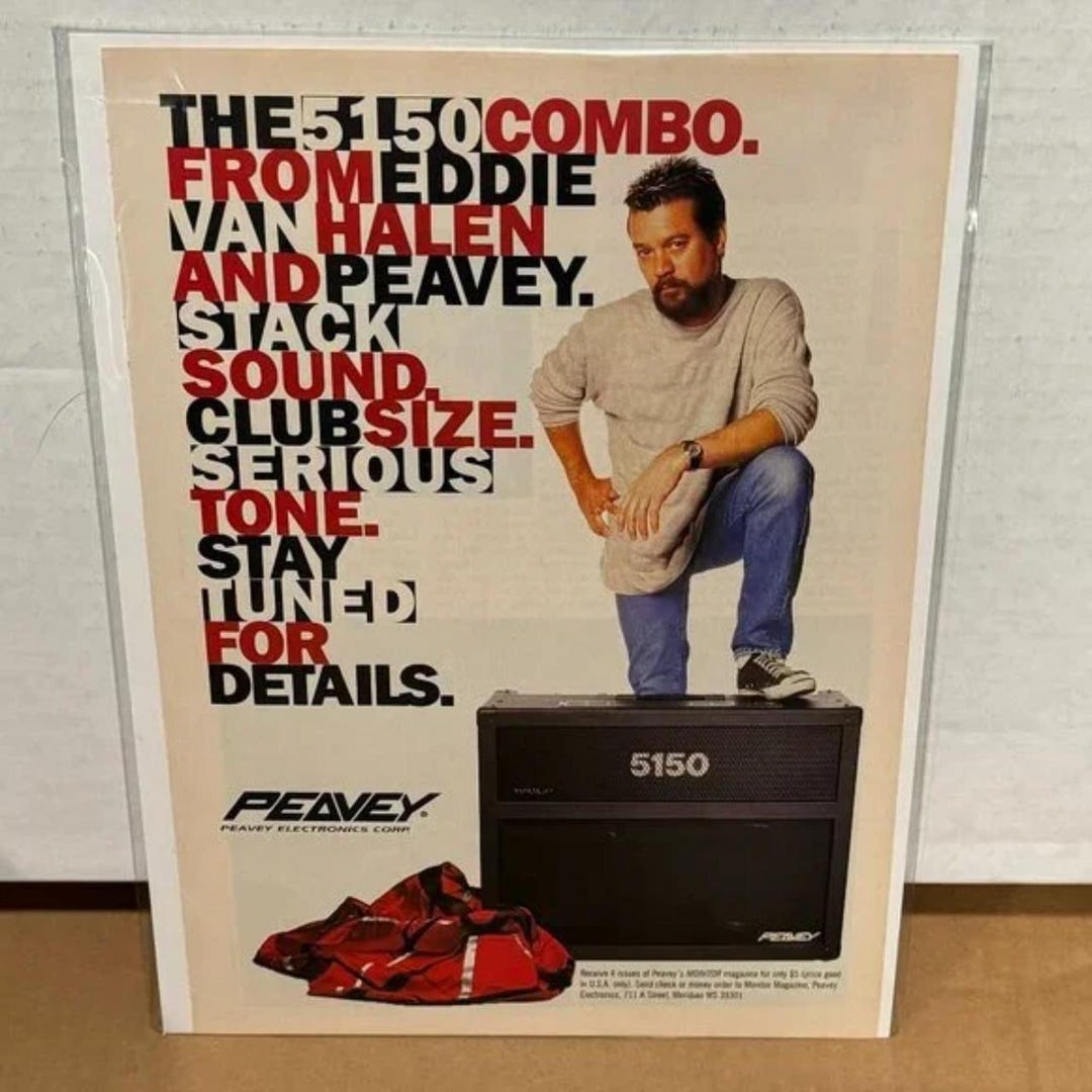 Eddie Van Halen - Peavey Amps - EVH 5150 - 1995 Print Advertisement - Etsy