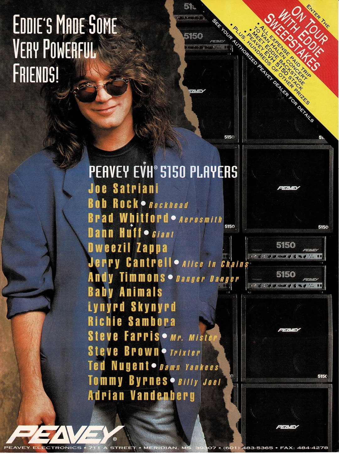 Eddie Van Halen - Peavey Amps - EVH 5150 - 1993 Print Advertisement - Etsy