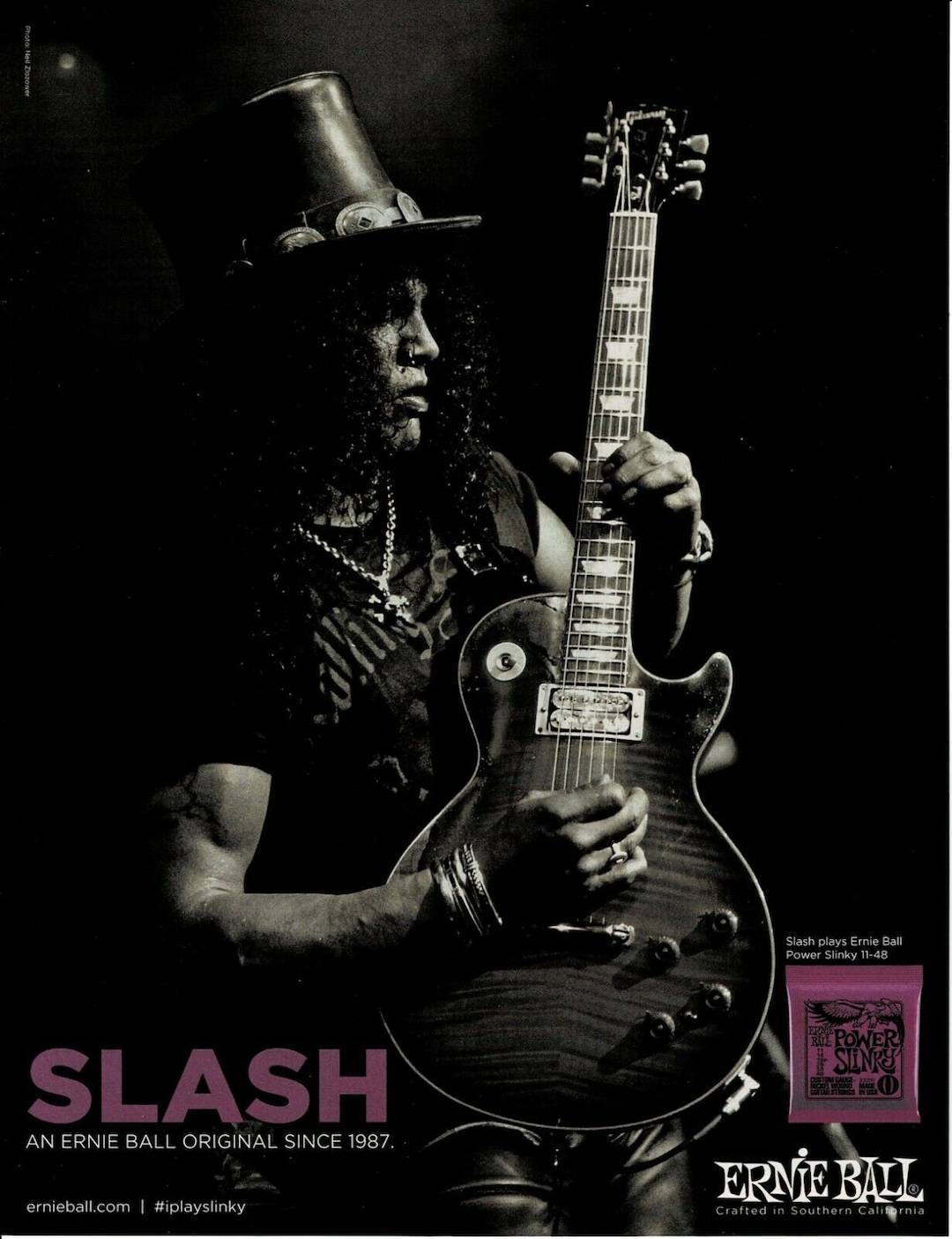 SLASH of GUNS N' ROSES - Ernie Ball - Print Advertisement - Etsy