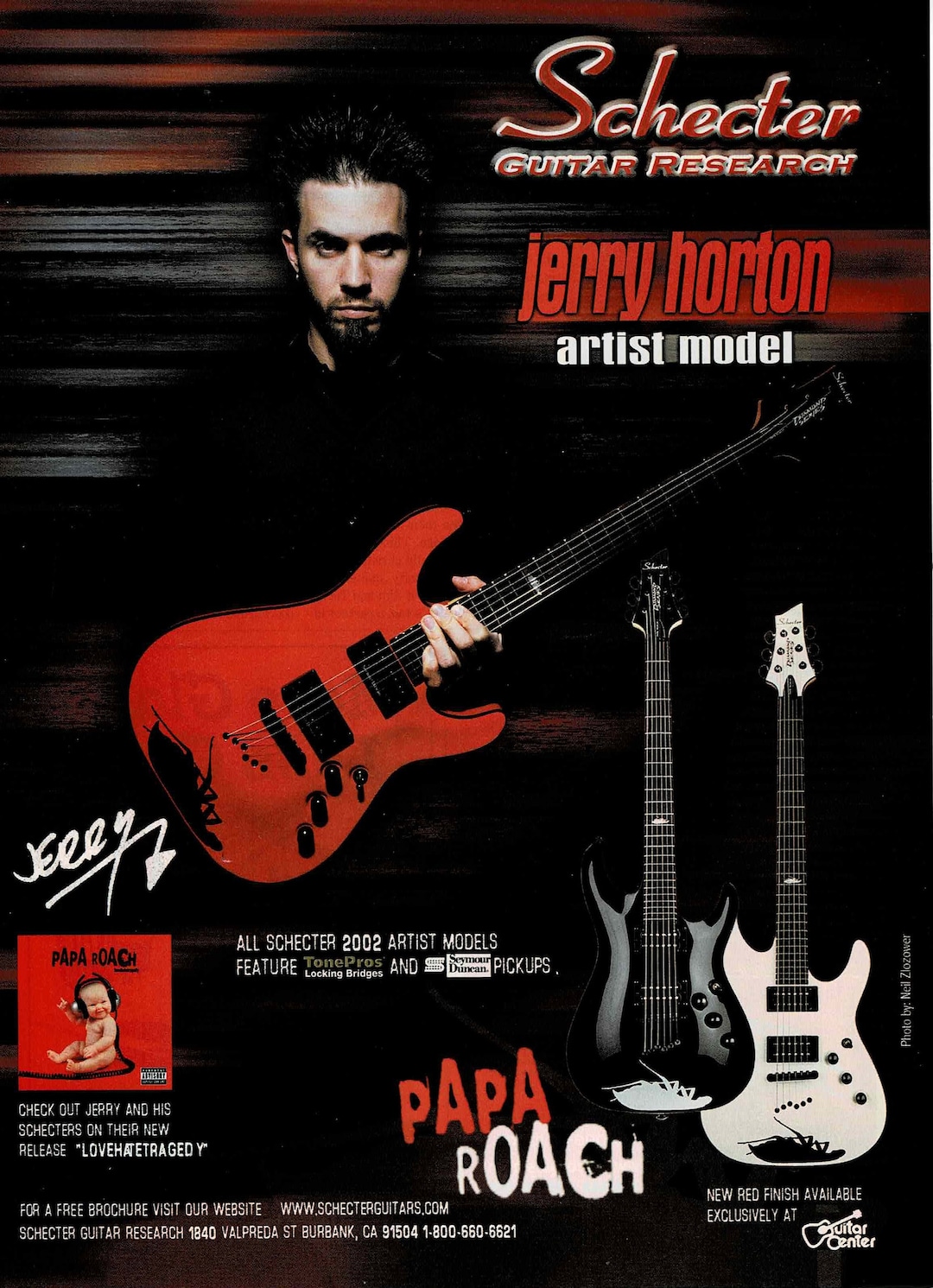 Jerry Horton of Papa Roach - Schecter Guitar Research - 2002 Print ...
