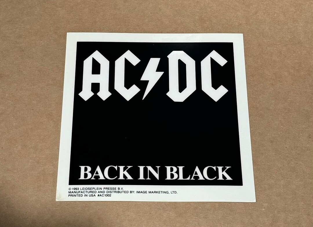 AC/DC - Back in Black - Window Sticker - 6 in X 6 in - VINTAGE - Etsy