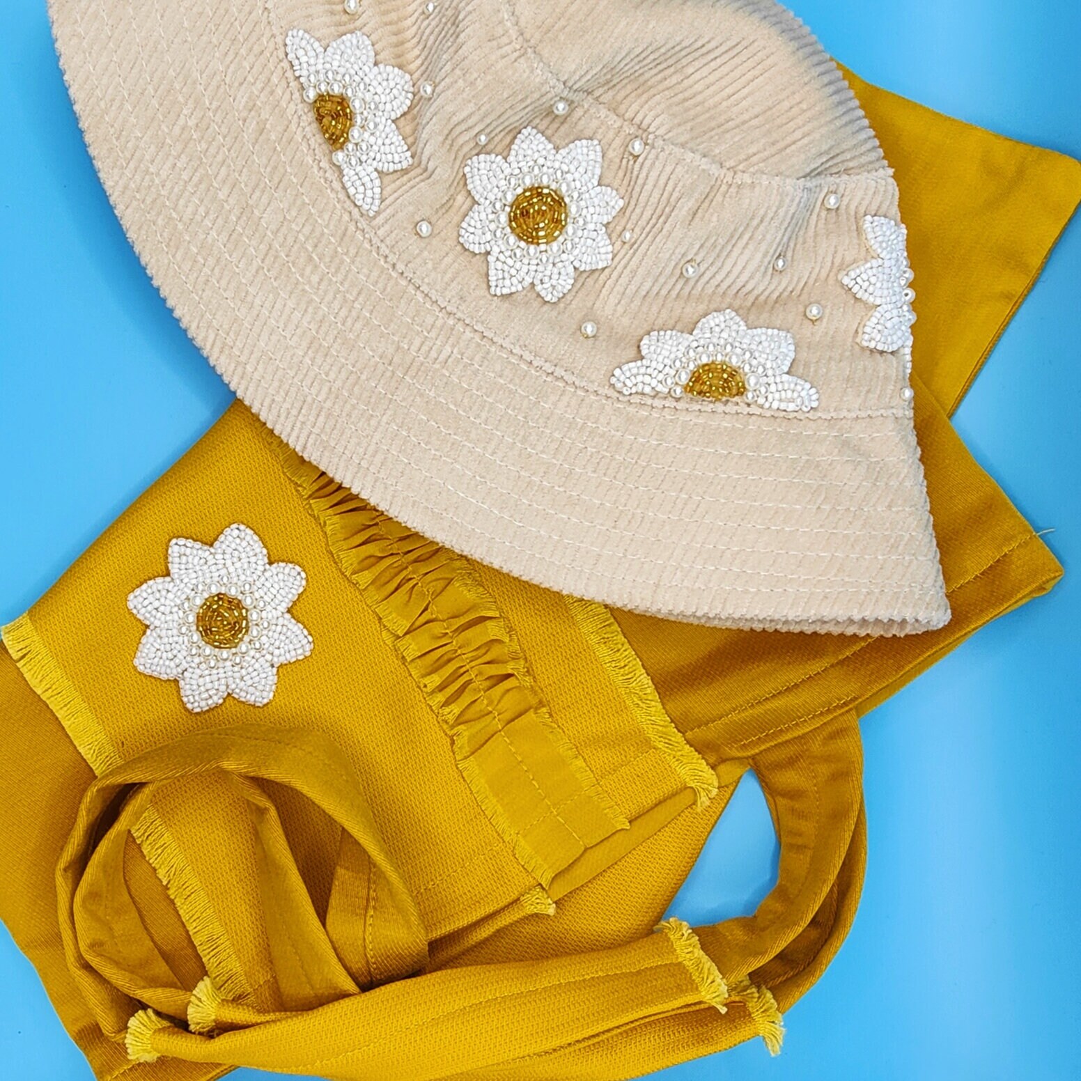 Bucket Hat and Tote Bag Set, Statement Bucket Hat, Hand-embroidered ...