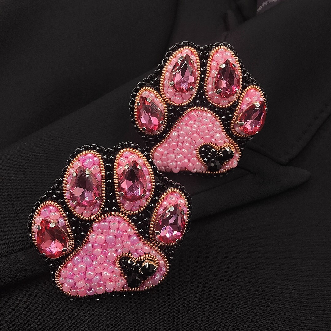 Pink Dog Paw Prin Brooch, Dog Paw Print Jewellery, Dog Lover Accessory ...