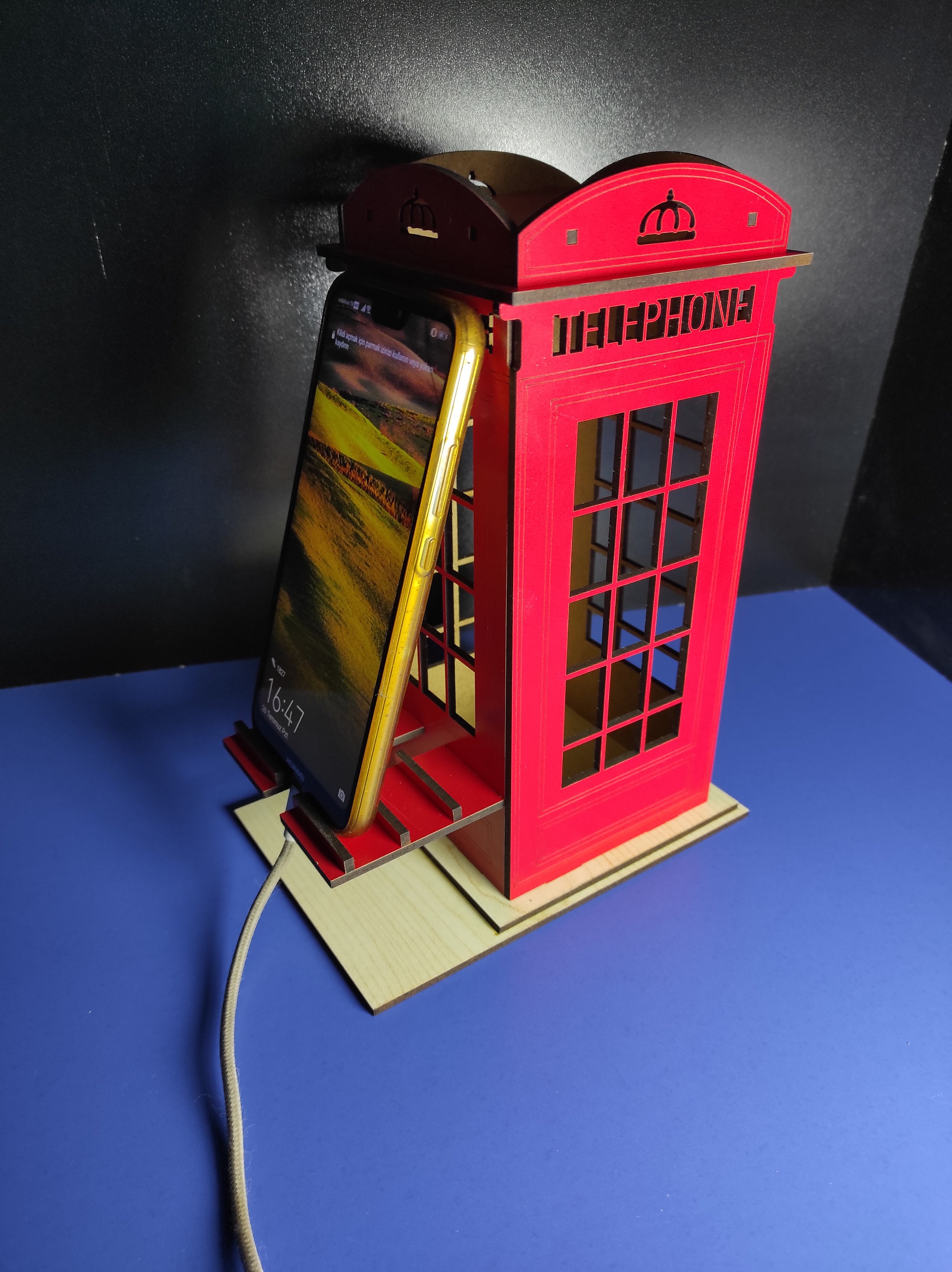 London Phone Box Phone Holder Red Mdf Tablet Phone Stand | Etsy