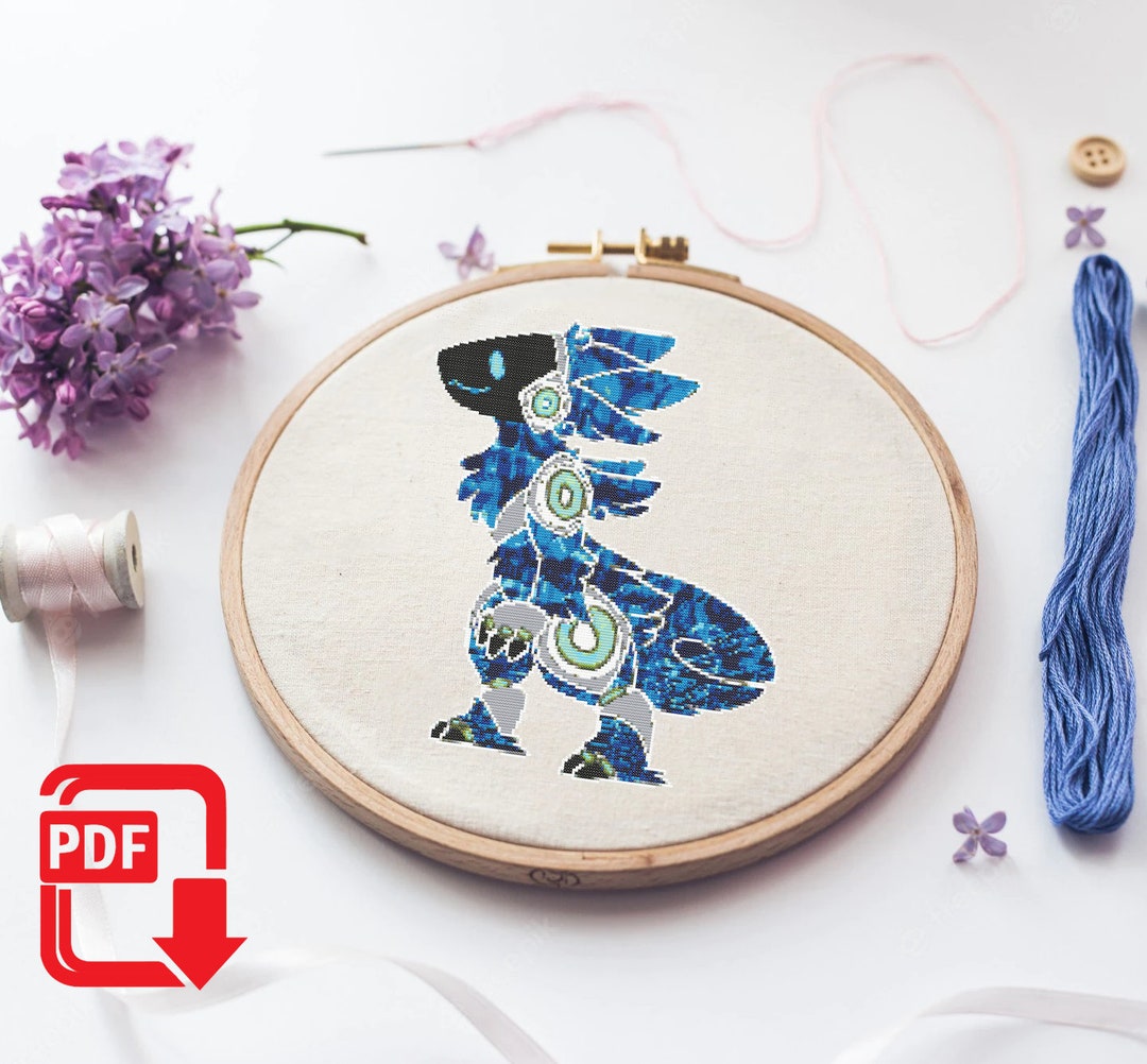 Cross Stitch Pattern of a Protogen Blue Fursuit Fursona - Etsy