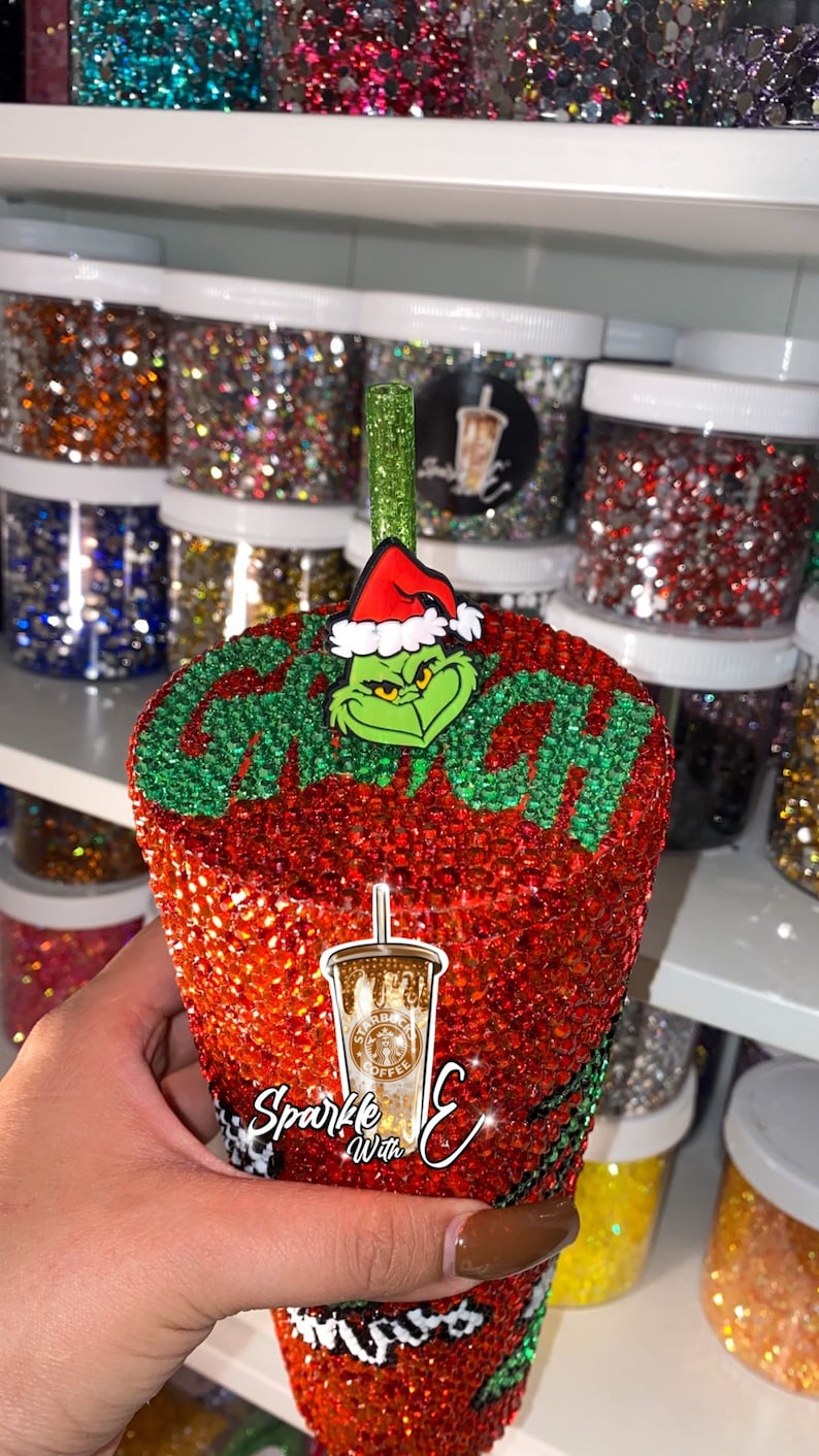 Pre Order the Grinch Full Bling Tumbler / Custom Please Read Item ...