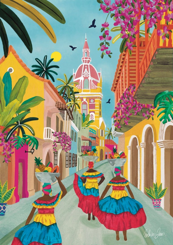 Illustration Cartagena/colombia/cartagena of the Indies/travel - Etsy