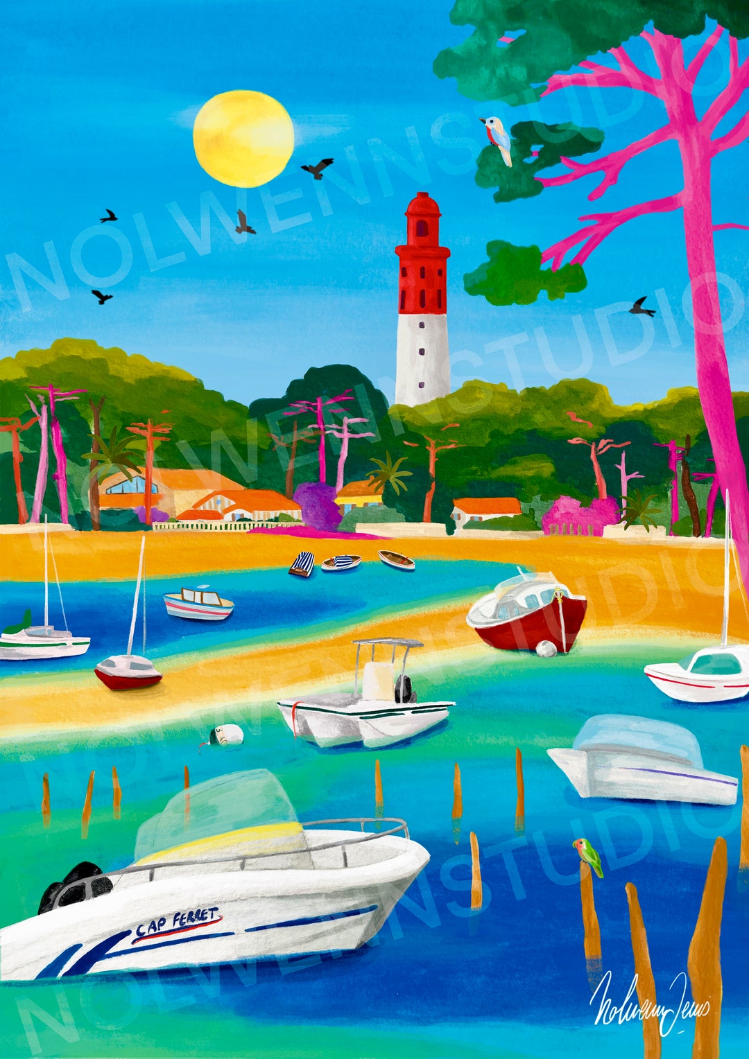 Cap Ferret / Arcachon Basin / City Illustration / Travel Poster ...