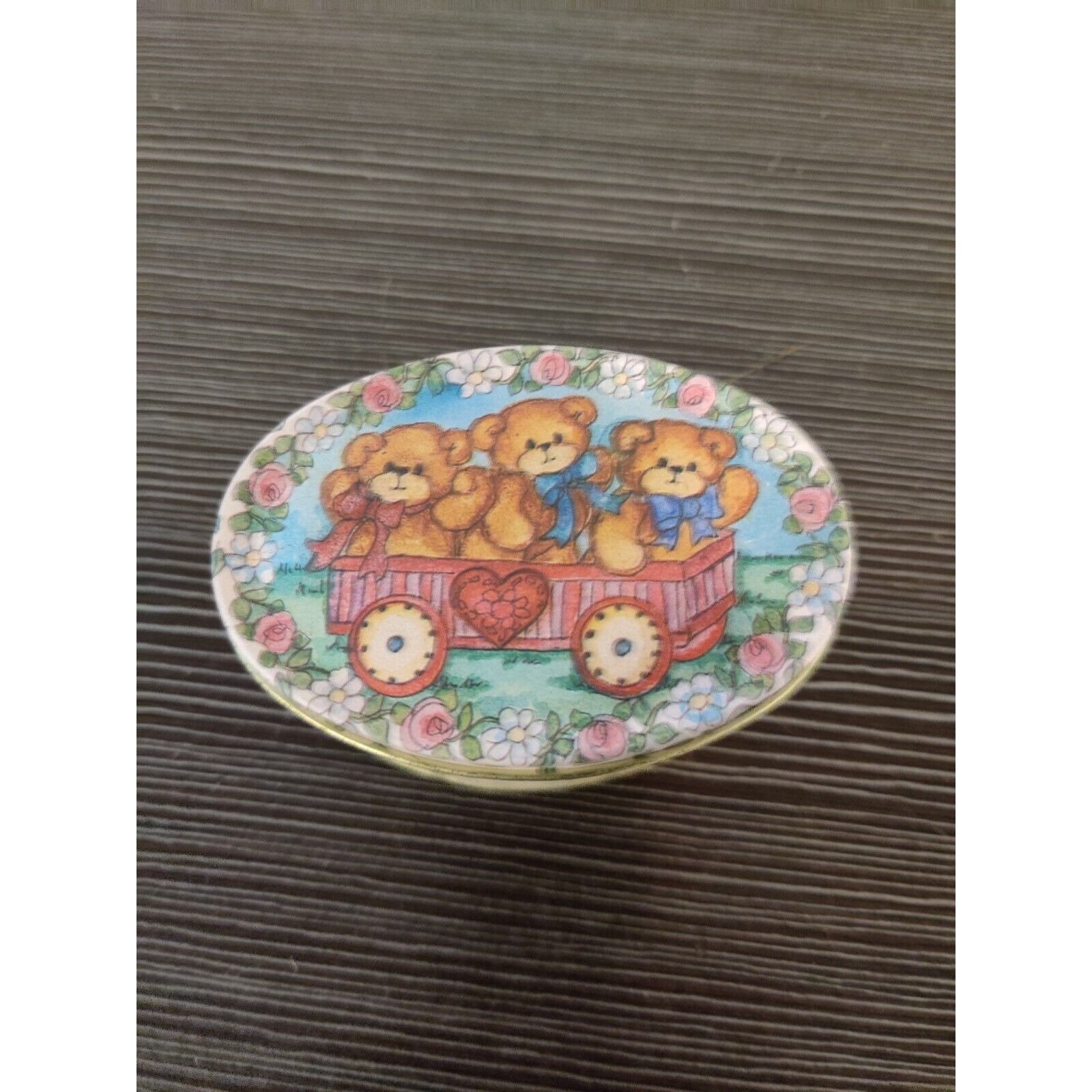 Vintage Mini Oval Collectible Tin Bear From 80's - Etsy