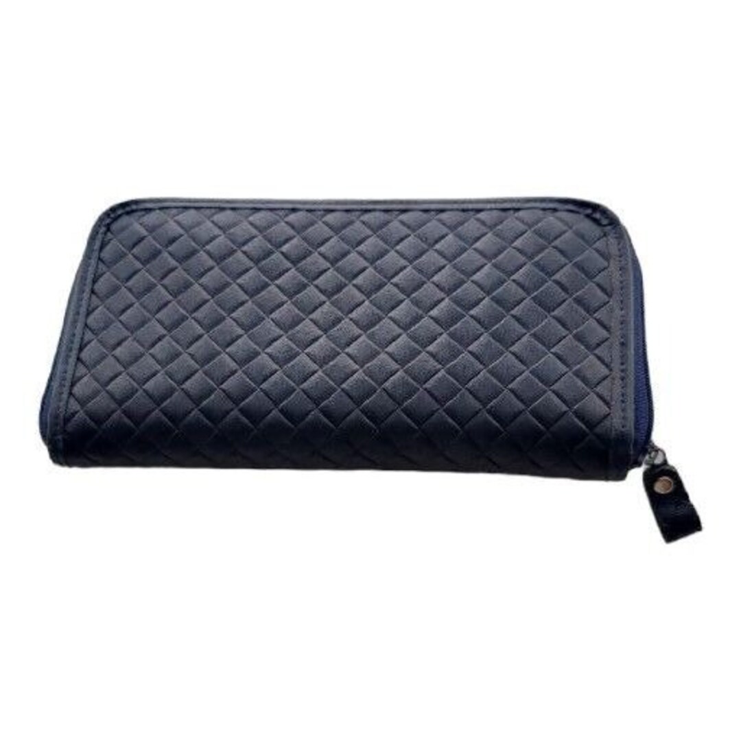 Vintage Mundi Full Zipper Leather Wallet Textured Faux Weave Blue ...
