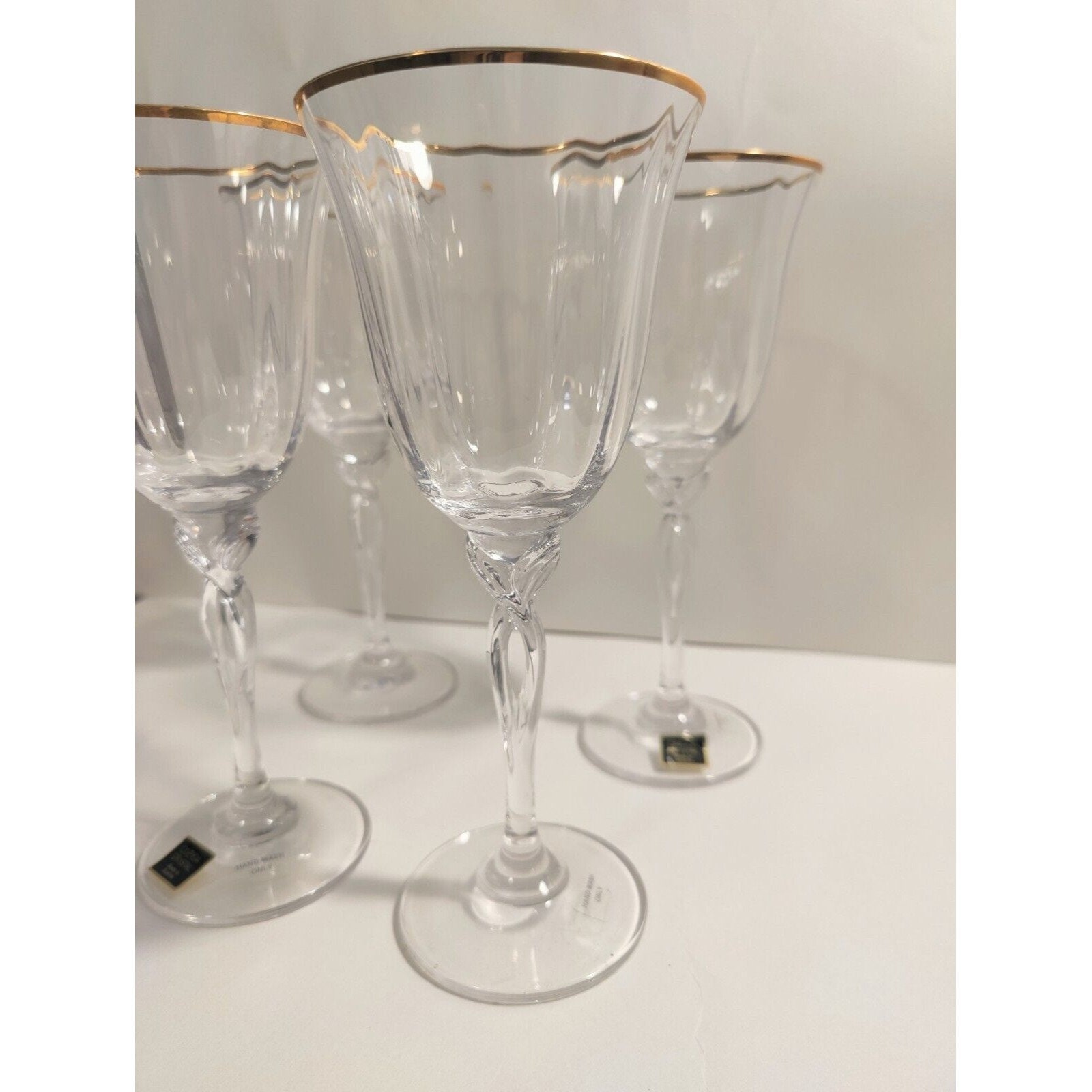 Vintage Oneida chateau Crystal Wine Goblets Gold Rim Set of 4 Signed ...