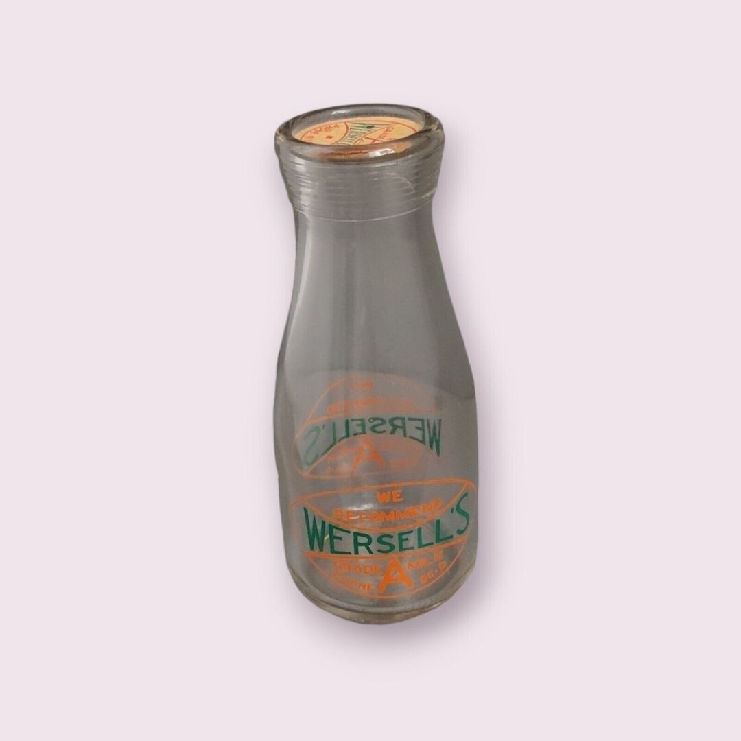 Rare Vintage Wersell's Dairy Grade A Milk Bottle/original Seal ...