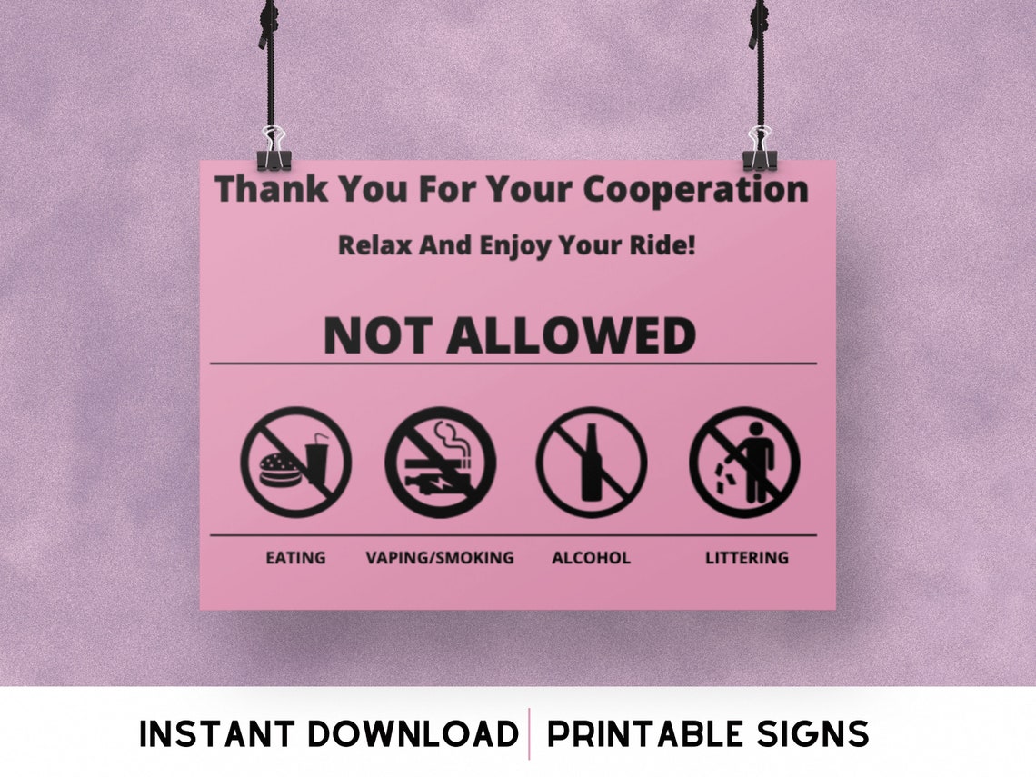 Uber/lyft Printable Signage | Instant Download | Rideshare Signs | Lyft ...