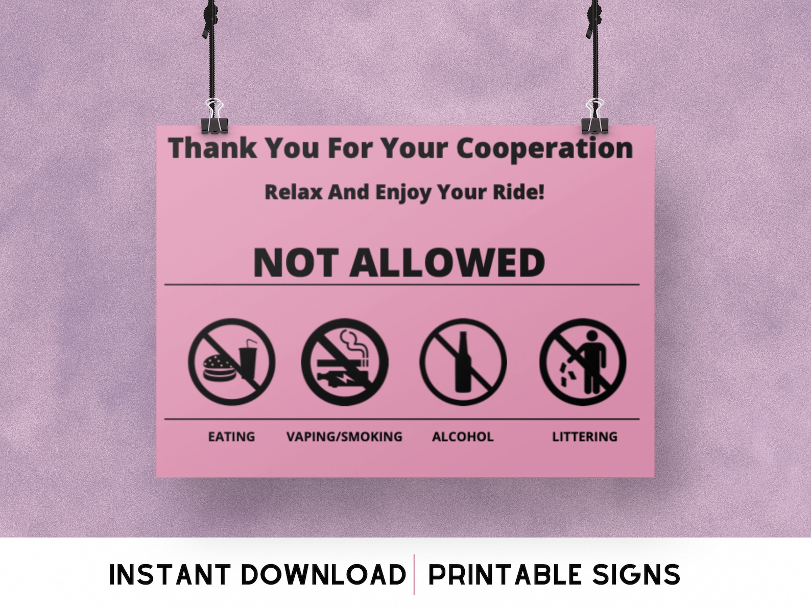 Uber/lyft Printable Signage | Instant Download | Rideshare Signs | Lyft ...