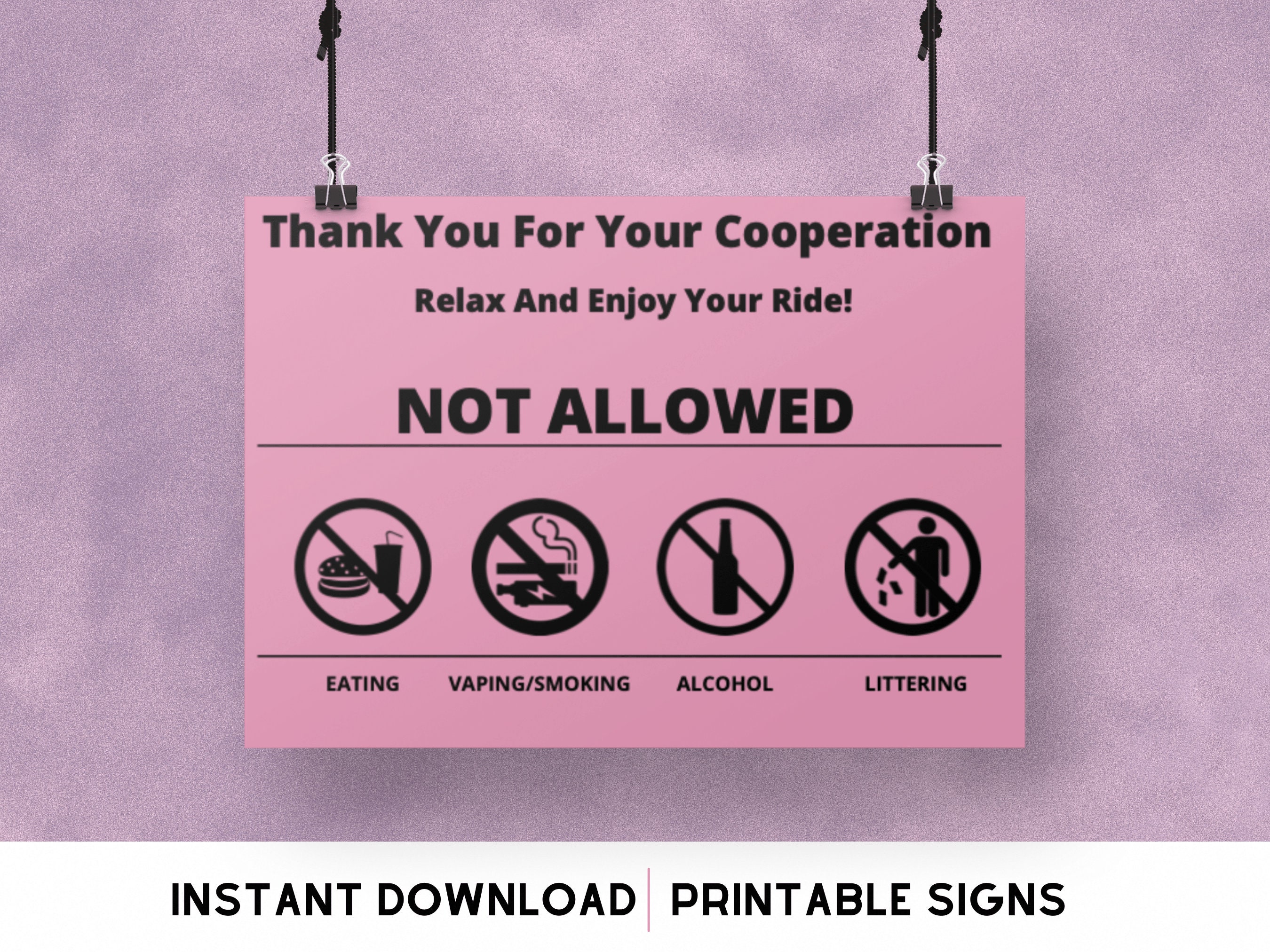 Uber/lyft Printable Signage | Instant Download | Rideshare Signs | Lyft ...