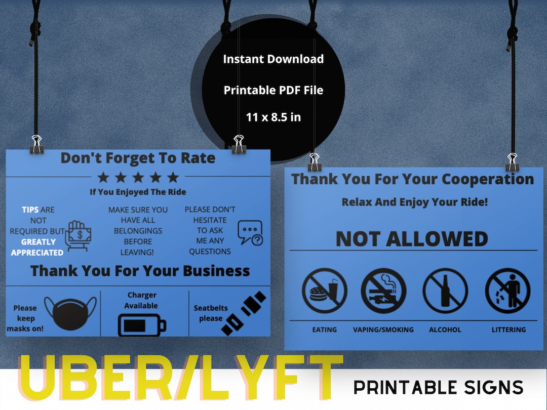 Uber/lyft Printable Signage | Instant Download | Rideshare Signs | Lyft ...