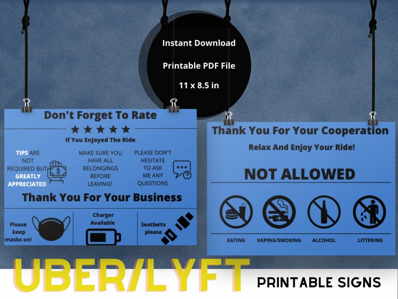 Uber/lyft Printable Signage | Instant Download | Rideshare Signs | Lyft ...