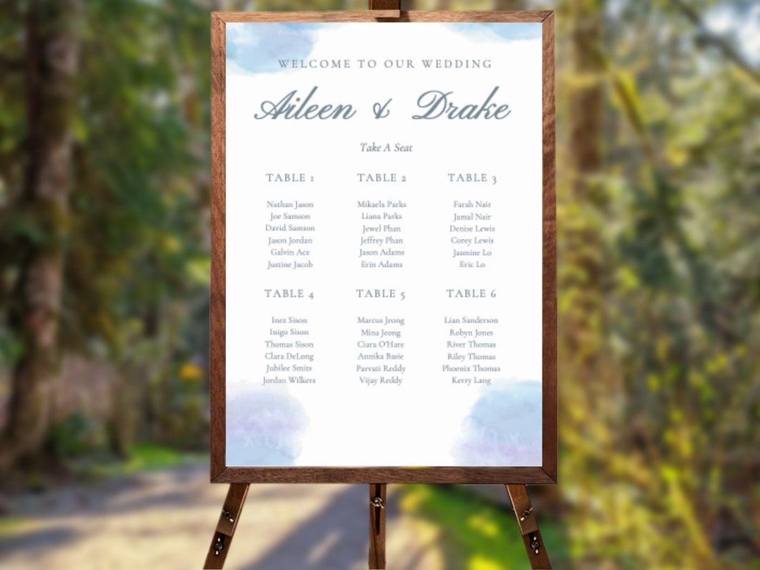 Wedding Seating Signs | Printable Seating Chart Template | Wedding Seat ...