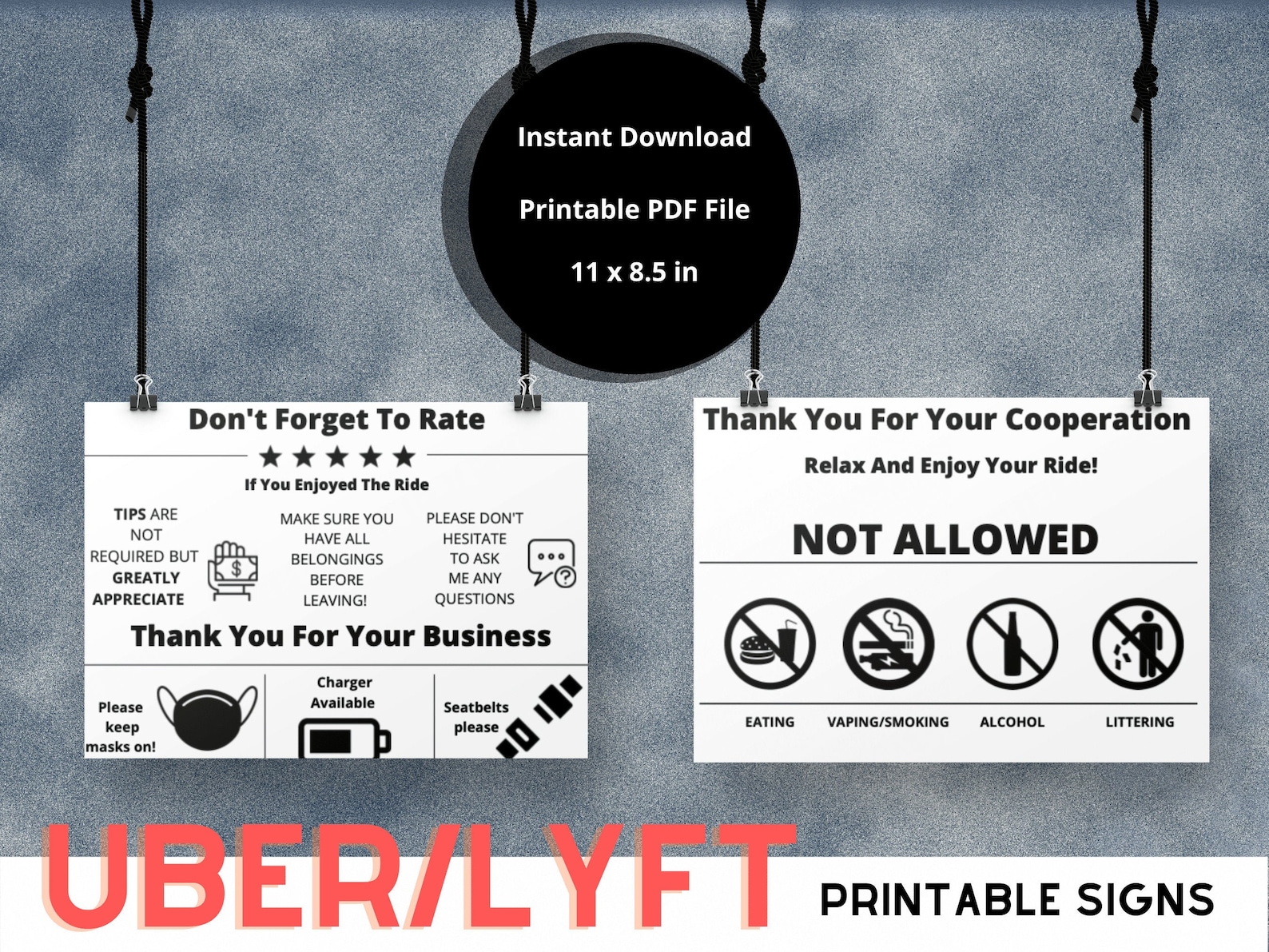 Uber/lyft Printable Signage | Instant Download | Rideshare Signs | Lyft ...