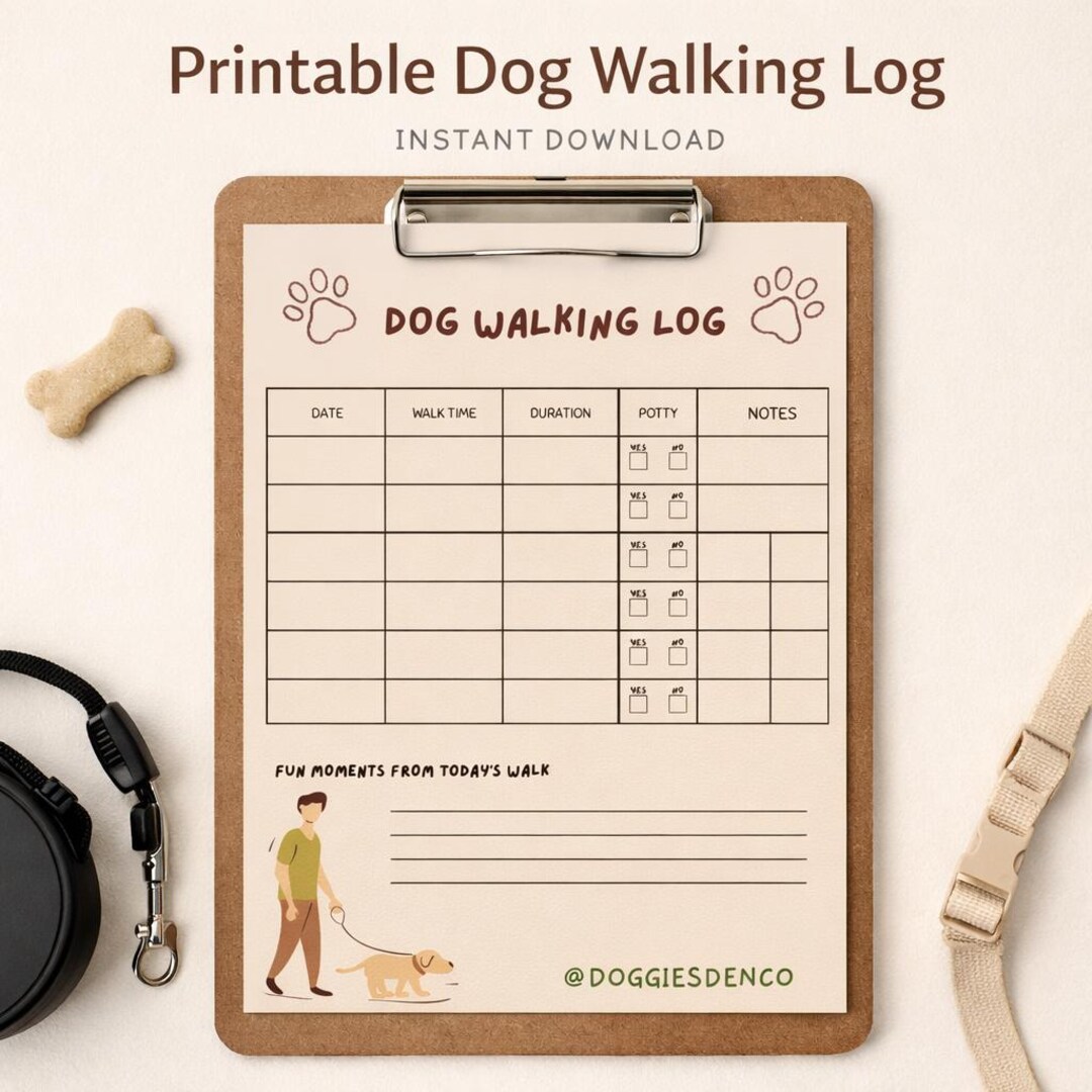 Dog Walking Log Printable | Pet Care Tracker (instant Download) - Etsy